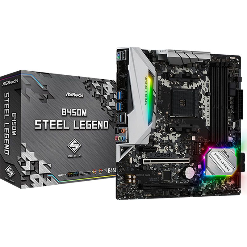 ASROCK MOTHERBOARD B450M STEEL LEGEND (AM4, AMD Promontory B450, DDR4 ...