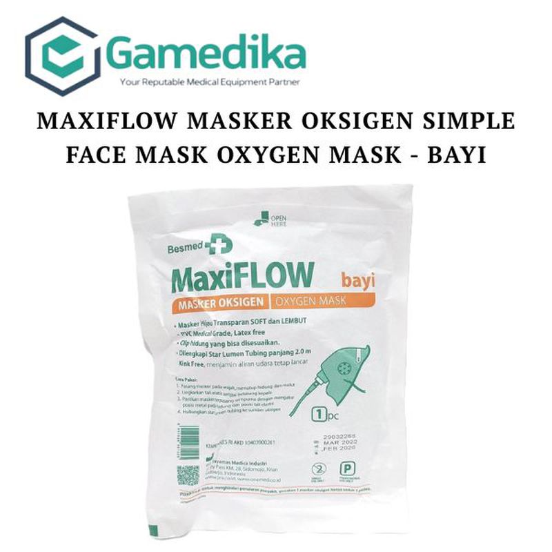 Maxiflow Masker Oksigen Simple Face Mask Oxygen Mask - BAYI
