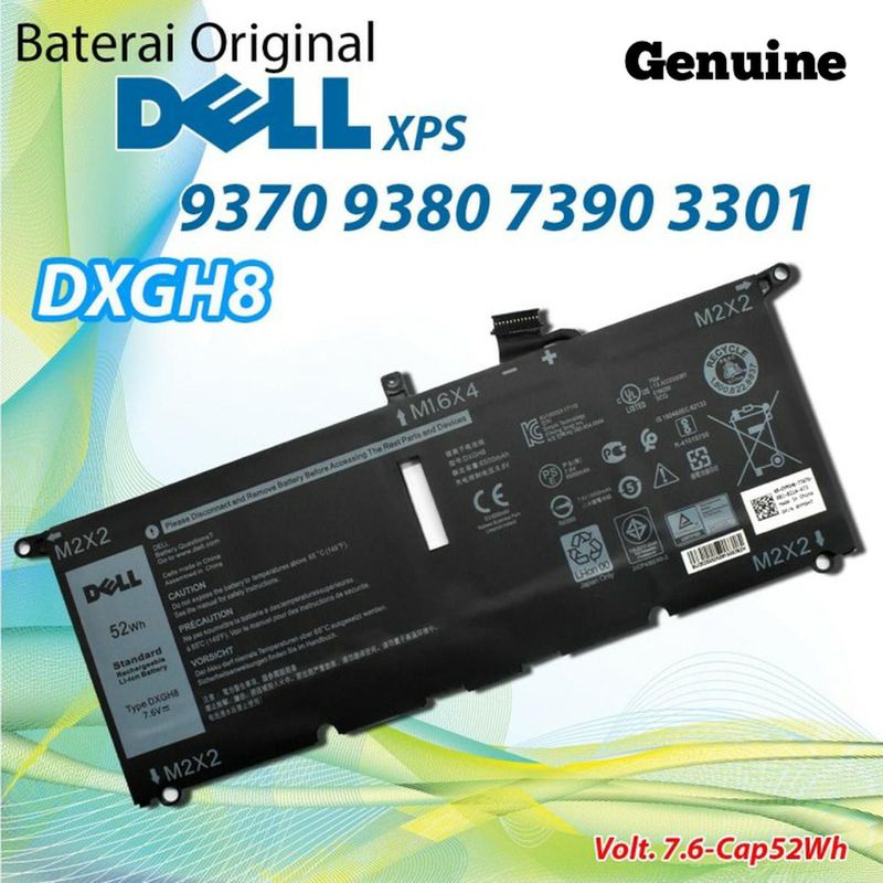 Baterai Dell xps 13 9370 9380 7390 3301 DXGH8 ORIGINAL