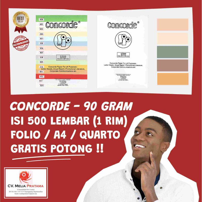 Kertas Conqueror / Concorde A4 / F4 90g - A4 Putih