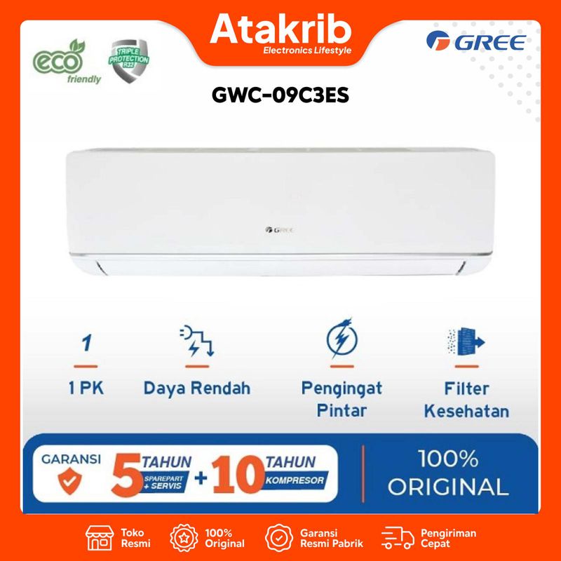 AC SPLIT LOW WATT 1PK MEREK GREE, TYPE GWC-09C3ES