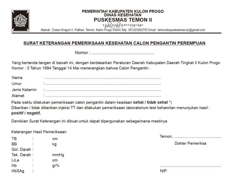 Surat Ket Pemeriksaan Caten laki2 & perempuan