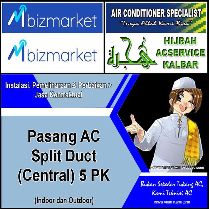 Pasang AC Split Duct 5 PK (Indoor dan Outdoor) + Perlengkapan Instalasi ...