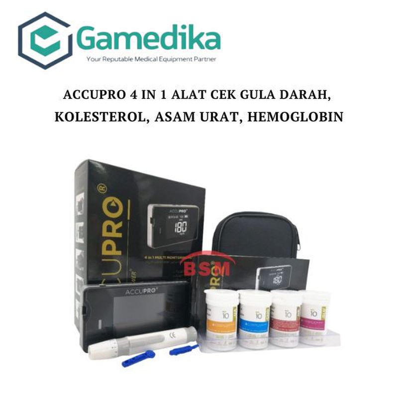 ACCUPRO 4 IN 1 ALAT CEK GULA DARAH, KOLESTEROL, ASAM URAT, HEMOGLOBIN
