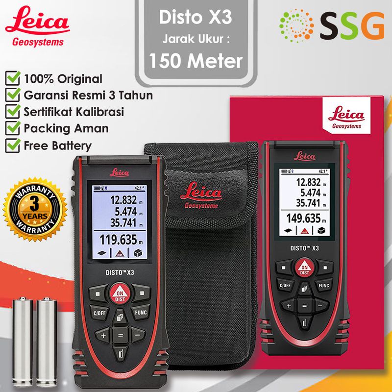 Distometer Leica X3 / Meteran Laser Leica X3 (jarak ukur 150 meter ...