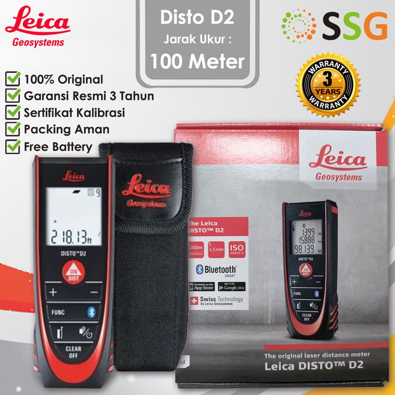 Distometer Leica D2 / Disto Leica D2 (jarak ukur 100 meter) Garansi ...
