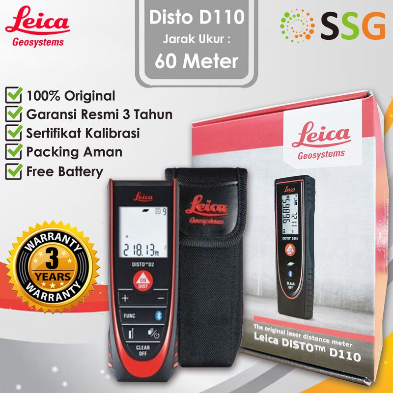 Distometer Leica D110 / Meteran Laser Leica D110 (jarak ukur 60 meter ...