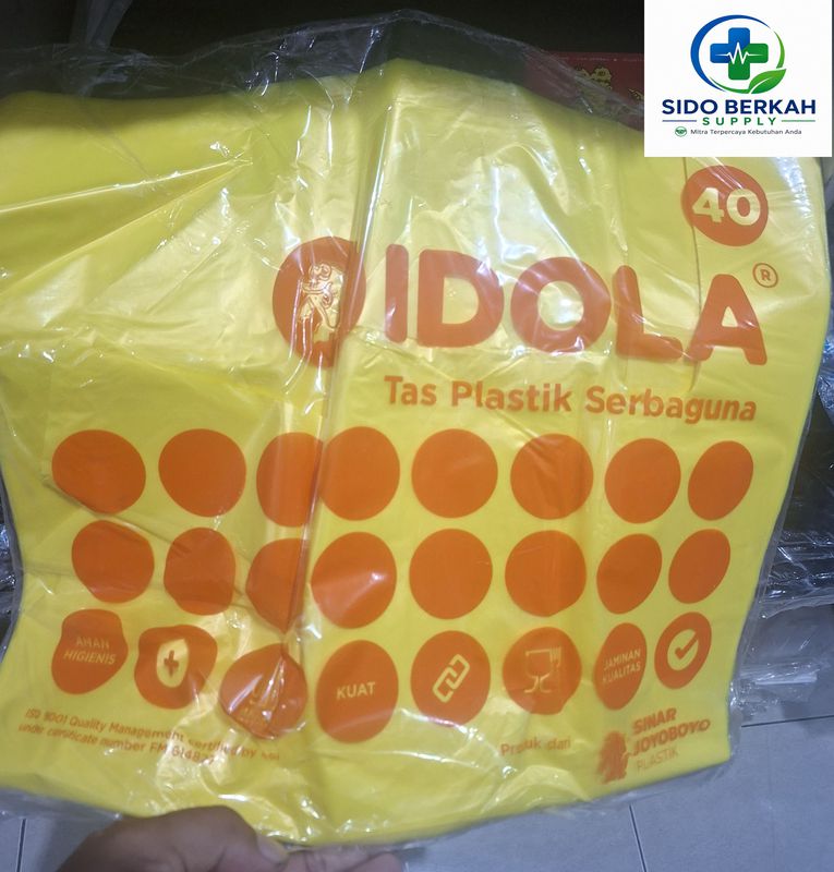 Plastik Kresek Kuning UK 40 cap Idola isi 20 lembar per pak