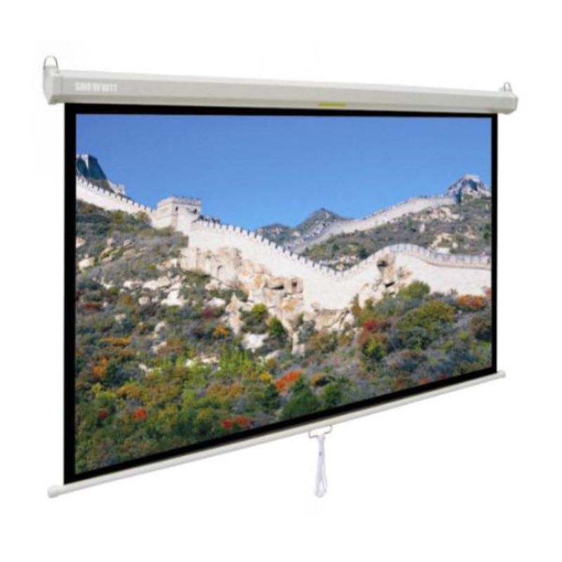 Brite Motorized Layar Proyektor MR-2424 - 96 Inci - Putih