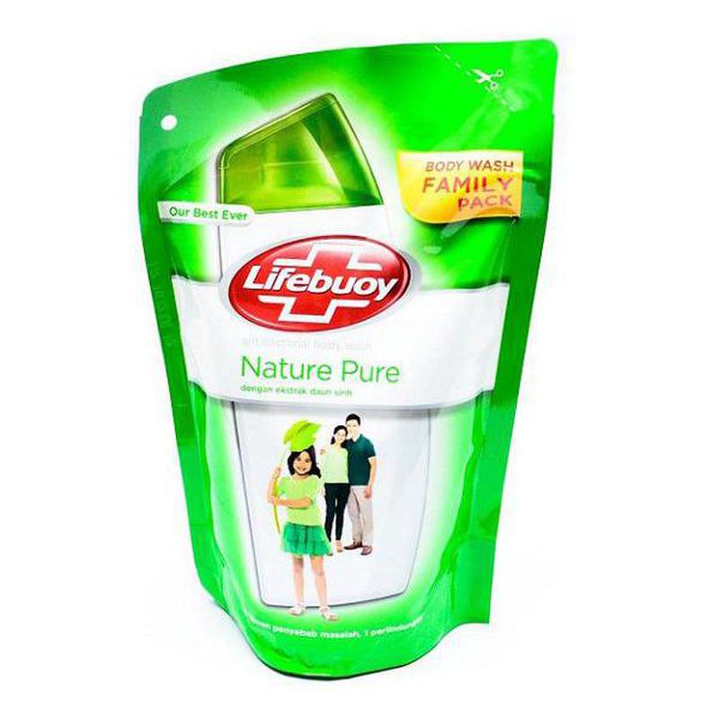 Lifebuoy Body Wash Nature Pouch - Hijau - 1 Karton Isi 24 Pcs @ 250 ml