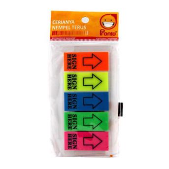 Pronto Post-It Sign Here - 10 x 4 cm - Warna Campuran - 1 Pad Isi 20 Lembar