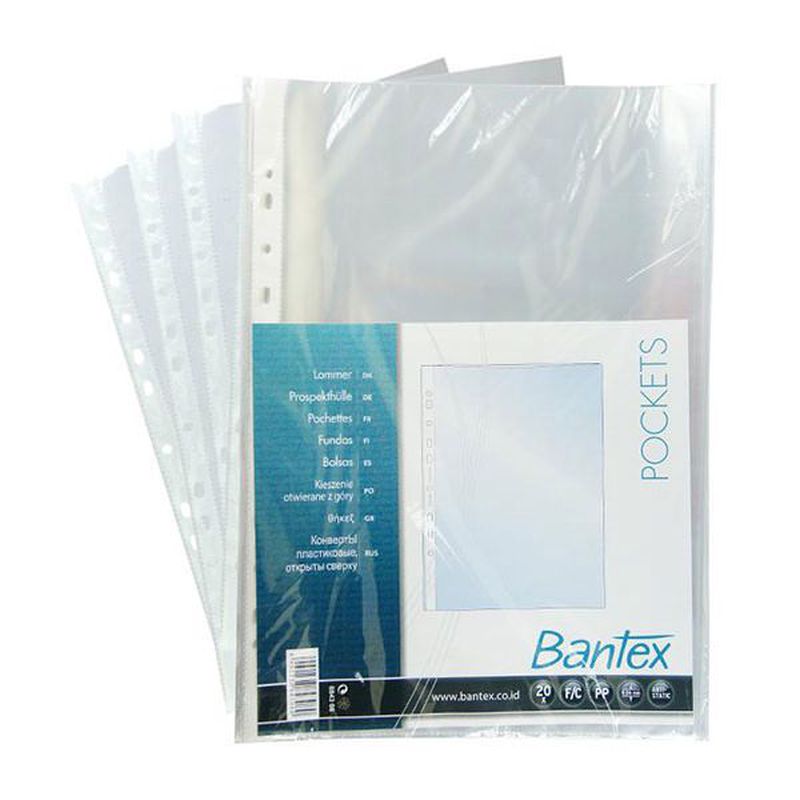 Bantex Pocket Clear 8843 - F4 - 0.06 mm - Transparan - 1 Karton Isi 5 ...