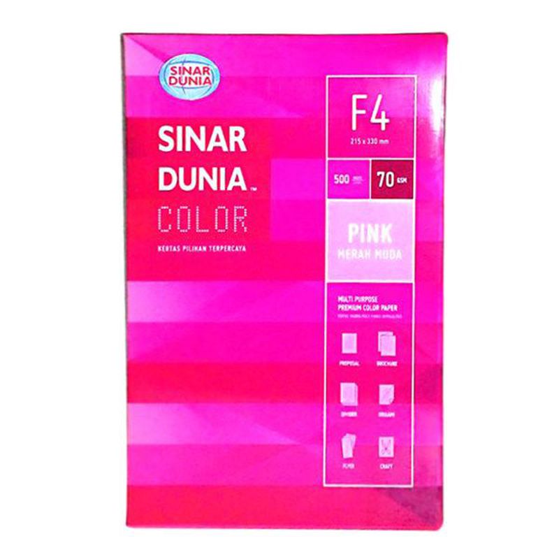 Sinar Dunia Kertas Warna - F4 - 70 gsm - Pink - 1 Pak Isi 500 Lembar - Pink