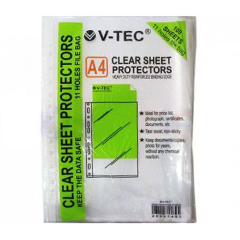 V-Tec Clear Sheet Protector - A4 - Transparan - 1 Karton Isi 12 Pak x ...
