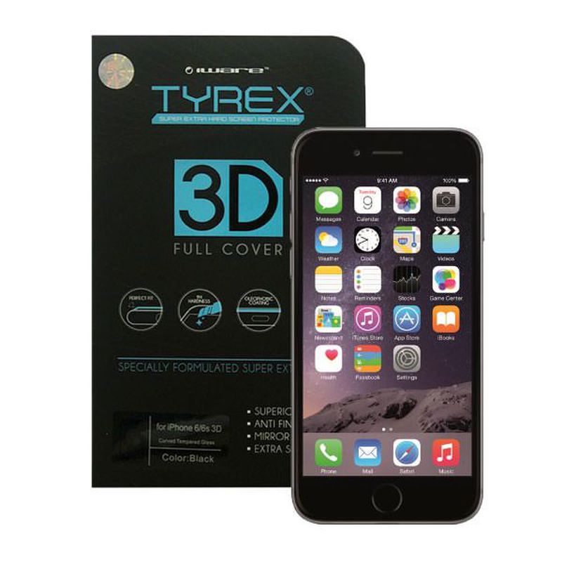 Tyrex 3D Full Cover Tempered Glass for iPhone 6/6S - Putih Transparan ...