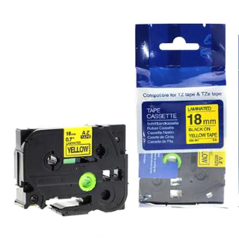 Brother Label Tape TZE-641 - 18 mm - Hitam/Kuning - Hitam/Kuning